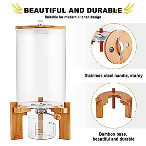 JIAWANSHUN Rice Dispenser Rice Container 7.5L Grain Storage with Clear Container Wood Stand for Home Kitchen Use Black Rice, Mung Beans, Red Beans, Lentils Container