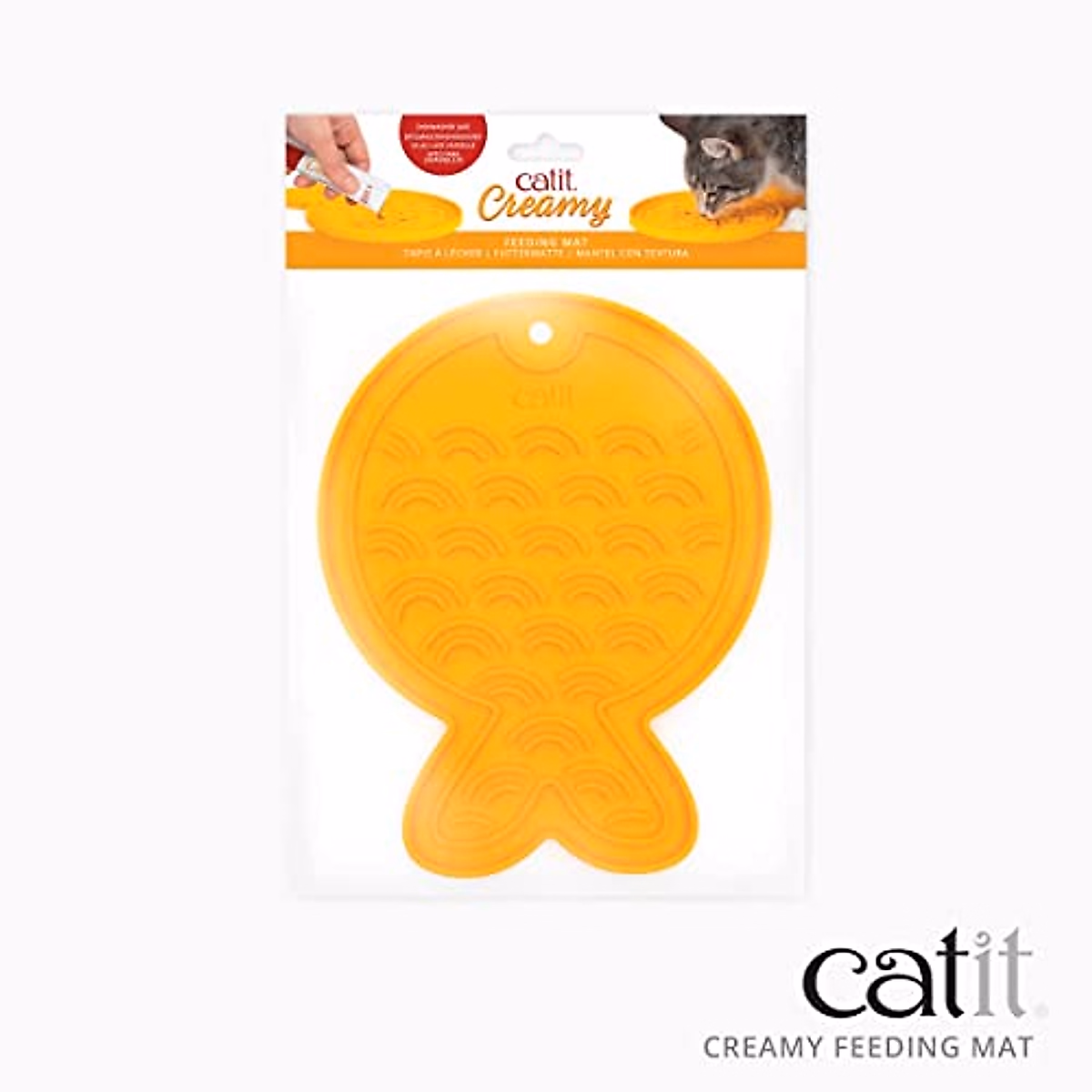Catit Creamy Lickable Cat Treat Feeding Mat, Fish Shaped Cat Placemat