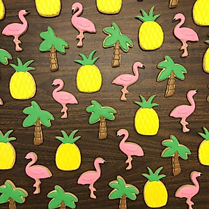 Crethinkaty 6 Pieces Summer Cookie Cutters Set for Baking - Flamingo,Palm Tree,Pineapple,Ice Cream,Cactus and Glasses Shape Stainless Steel Aroma Beads Biscuit/Pastry Cutter