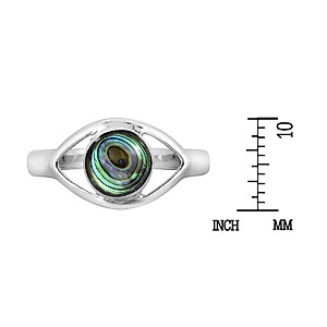 AeraVida Mystical Evil Eye with Abalone Shell Inlay .925 Sterling Silver Ring (11)