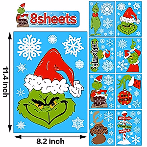 Christmas Window Clings Christmas Window Clings 8Sheet Christmas Decorations Christmas Window Sticker Christmas Window Decals Christmas Window stickers Home School Office Christmas Party Supplies