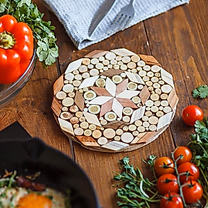 Wooden Trivet for Hot Dishes - Natural Handmade Wood Trivet Mat - Sturdy and Durable 7.8'' Kitchen Hot Pads - Wooden Trivet Frame for Hot Pots and Pans - Perfect Kitchen Gifts Idea