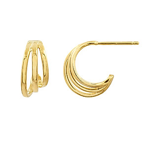 Amazon Essentials 14K Gold Plated Triple Split Hoop, Yellow Gold