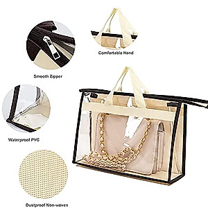 SZXFMY 8 Pack Handbag Storage Organizer Dust Bags Transparent Hanging Purse Organizer Wallet Storage Bag for Hanging Closet with Handle and Zipper Handbag