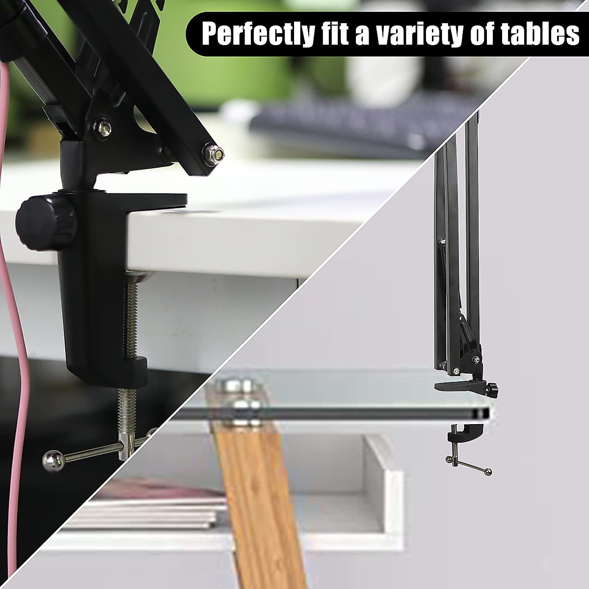 YOUSHARES Table Mount Clamp for Mic - Boom Arm Clamp for Microphone Arm Stand with Adjustable Screw, the Maximum Gap is 55mm/2.16in