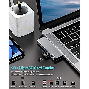 RayCue USB C Adapter for MacBook Pro/MacBook Air M1 M2 M3 2023 2022 2021 13" 15" 16",6 in 1 USB-C Hub MacBook Pro Accessories with 3 USB 3.0 Ports, USB C to SD/TF Card Reader and Thunderbolt 3 PD Port