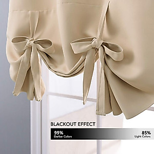 NICETOWN Roman Shade Valances for Windows - Tie Up Balloon Kitchen/Bathroom/Farmhouse Window Curtain Shade(Biscotti Beige, Grommet Top Panel, W46 x L63)