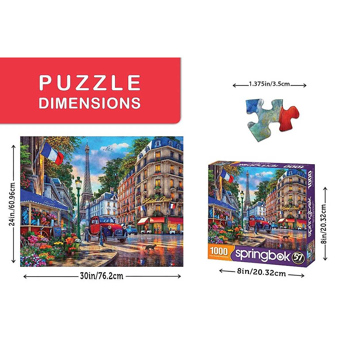 Majestic by Springbok 1000 Piece Jigsaw Puzzle Paris Street Life - Made in USA - Compact Box