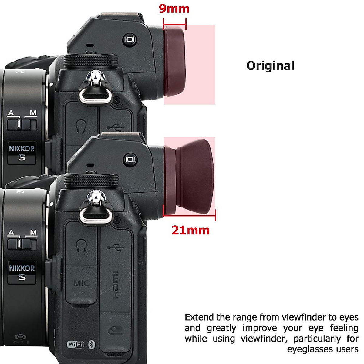 Z6II Z7II Eyecup + SD XQD Memory Card Case：Soft Silicon Camera Eyecup with 30 SD + 15 CFexpress B/XQD Cards Storage Case