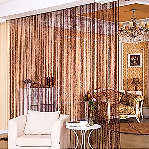 Topixdeals Door Fringe Curtain,Door Curtains,Rare Flat Silver Ribbon Door String Curtain Thread Fringe Window Panel Room Divider Cute Strip Tassel Party Events (1 Pack, Dark-Brown)