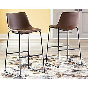 Signature Design by Ashley Centiar Urban Industrial 28.75" Pub Height Bucket Seat Barstool, 2 Count, Brown