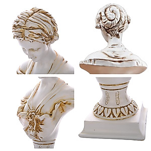 YUEOECOR 11.8" Classic Greek Venus de Milo Bust Statue, Resin Roman Goddess of Love and Beauty Sculpture Figurine for Home Décor, Large Antique