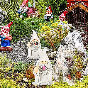 Tirifer Garden Gnome, Wizard Gnome 3D Dwarves, Polyresin Outdoor Sculpture Stick Out Tongue Gnome Statue Garden Figurine Art Garden Decoration for Lawn Yard Balcony Porch Patio