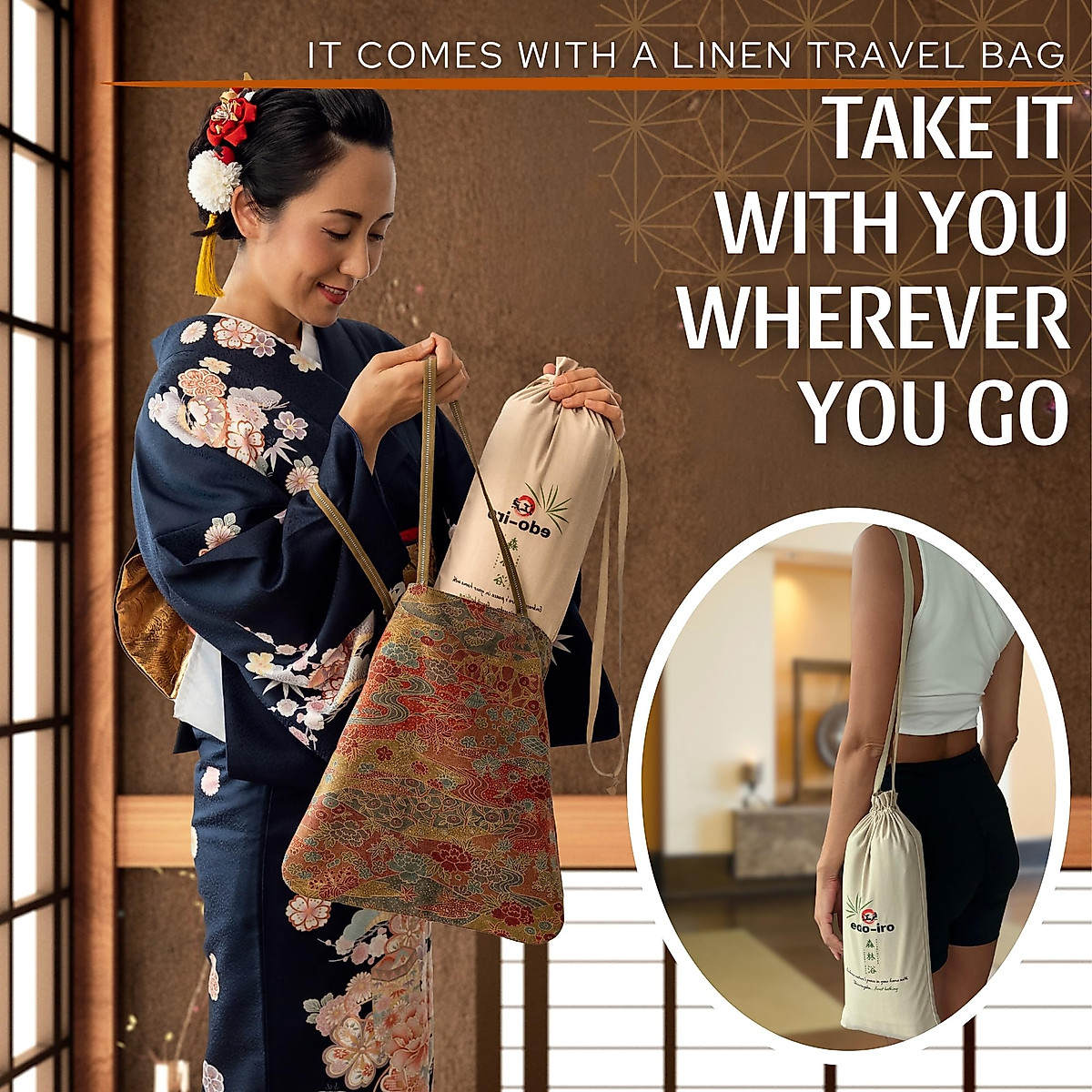 Japanese Neck Roll Pillow Firm for Relaxation - Original Bolster Cylinder Pillow Made with Japanese Igusa Rush, Infused with HIBA Essence - Hard Cervical Pillow for Neck Stretch and Meditation