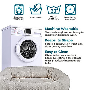 Bowsers Aspen Chenille Donut Bed for Dogs - Calming Dog Bed with Removable Tufted Cushion and Overstuffed Bolster Ring - with High Memory Polyester Fiber and Upholstery Grade Fabric - Large