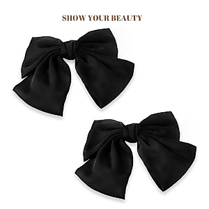 2 Pcs Large Hair Bow Clip Alligator Clips Hair Accessories for Women Girl (Black)