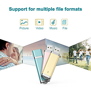 KEXIN 3 Pack 64GB Flash Drive USB Drive Thumb Drive 64 GB USB Flash Drive Jump Drive 64G Flash Drives Photo Memory Stick Pen Drive Zip Drive Pink Yellow Blue