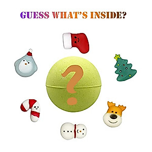 QINGQIU 6 Pack Christmas Bubble Bath Bombs with Christmas Squishy Toys Inside for Kids Girls Boys Women Christmas Stocking Stuffers Gifts