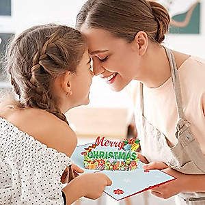 Mocoosy 4 Pack 3D Pop Up Christmas Cards Set, 5" x 7" Xmas Popup Greeting Cards for Kids, Holiday Blank Greeting Cards with Envelopes for Winter New Year Include Gnome Santa Christmas Tree Merry Christmas