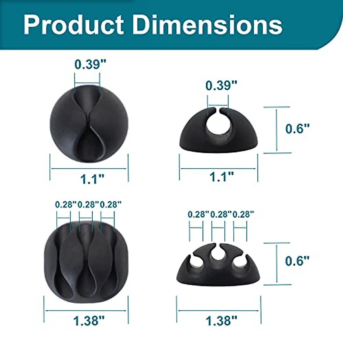 SDZONGES Cord Organizer, 6PCS Cable Clips, Black Cord Holder, Cable Organizer for Desk Management (5PCS One Slot+1PCS Triple Slot)