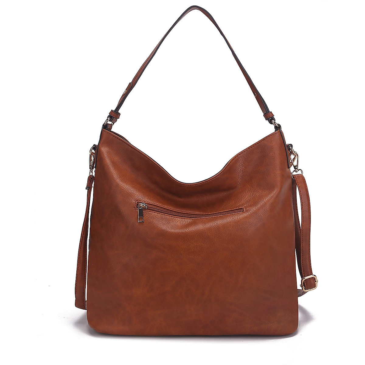 MKF Crossbody for Women - Adjustable Shoulder Strap - PU Leather Top-Handle Handbag Purse Satchel-Tote Bag Charm Brown