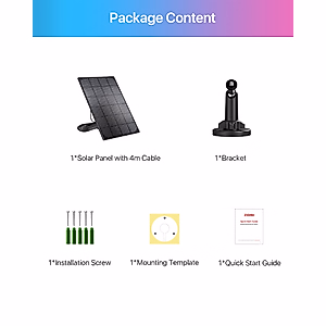 ZOSI Solar Panel Power Supply Only for ZOSI Security Wireless Rechargeable Battery Powered Camera C1pro & C306pro, IP66 Waterproof, 360° Adjustable Mounting Bracket, Non-Stop Charging
