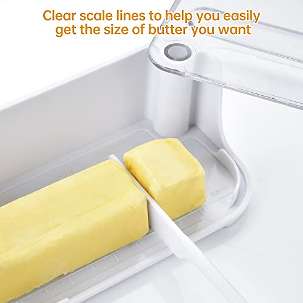 aceyoon Butter Dish with Transparent Lid, Dishwasher Safe Butter Storage Container, ABS Plastic Butter Dish for Countertop, Butter Dishes with Knife & Butter Stick