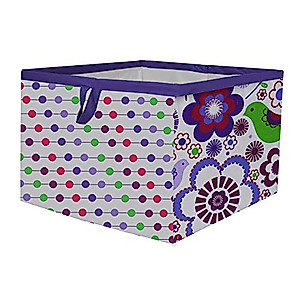 Bacati - Storage Tote (Large 14 x 14 x 10 inches, Botanical Purple)