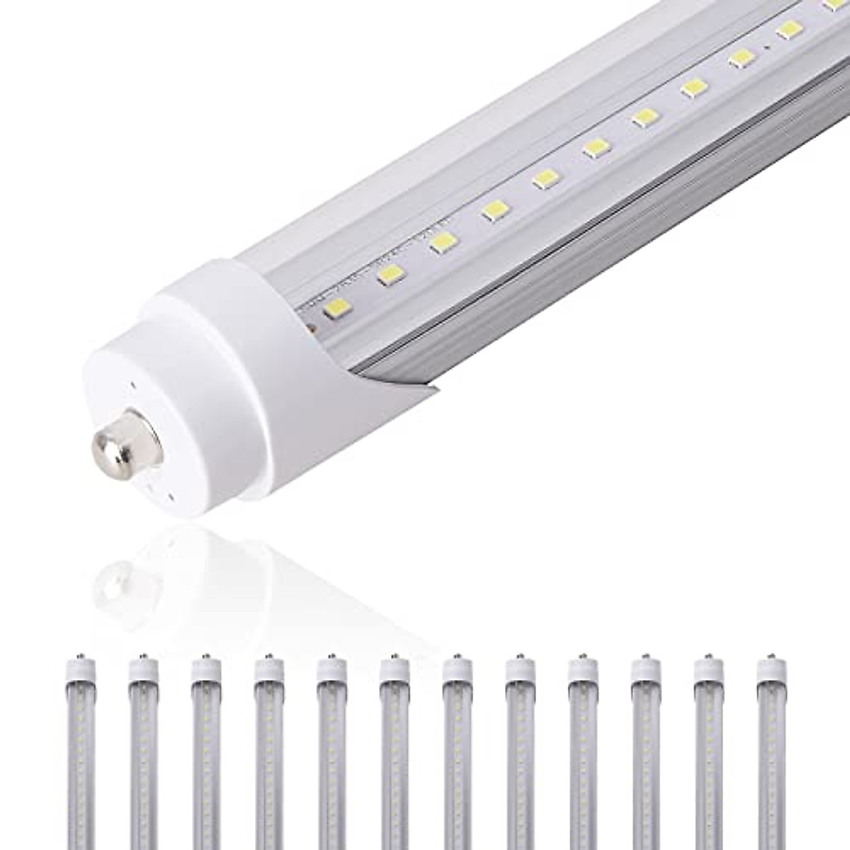 AQIQUUT Led Shop Light, Led Garage Light,8FT FA8 44W T8 6000K 5400LM Clear Cover,for Garage Warehouse Workbench Workshop,12-Pack