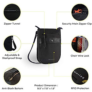 Sherpani Prima, Anti Theft Crossbody Bag, Travel Bag, Small Shoulder Bag, Cross Body Bag, Purses for Women (Carbon)