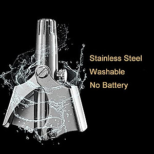 Stainless Steel Nose Hair Trimmer for Men, Professional Portable Manual Nose & Ear Hair Trimmer Allergy-Free, Manual, Battery-Free, Waterproof, Painless (Box and Brush)