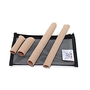 CRS Cross Toe & Finger protector tubes - Multiple size set in bag. Fabric sleeve with silicone gel lining pain relief from blisters, corns, calluses & hammertoe. Protect, separate & cover tips