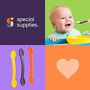 Special Supplies Duo Spoon Oral Motor Therapy Tools, 3 Pack, Textured Stimulation and Sensory Input Treatment for Babies, Toddlers or Kids, BPA Free Silicone with Flexible, Easy Handle