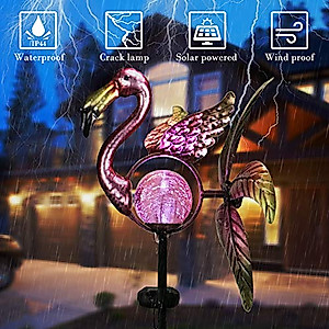 Afirst Solar Wind Spinner Lights - Metal Kinetic Wind Spinner Flamingo Garden Lights Outdoor Decorative Wind Spinners for Yard Garden Lawn Décor
