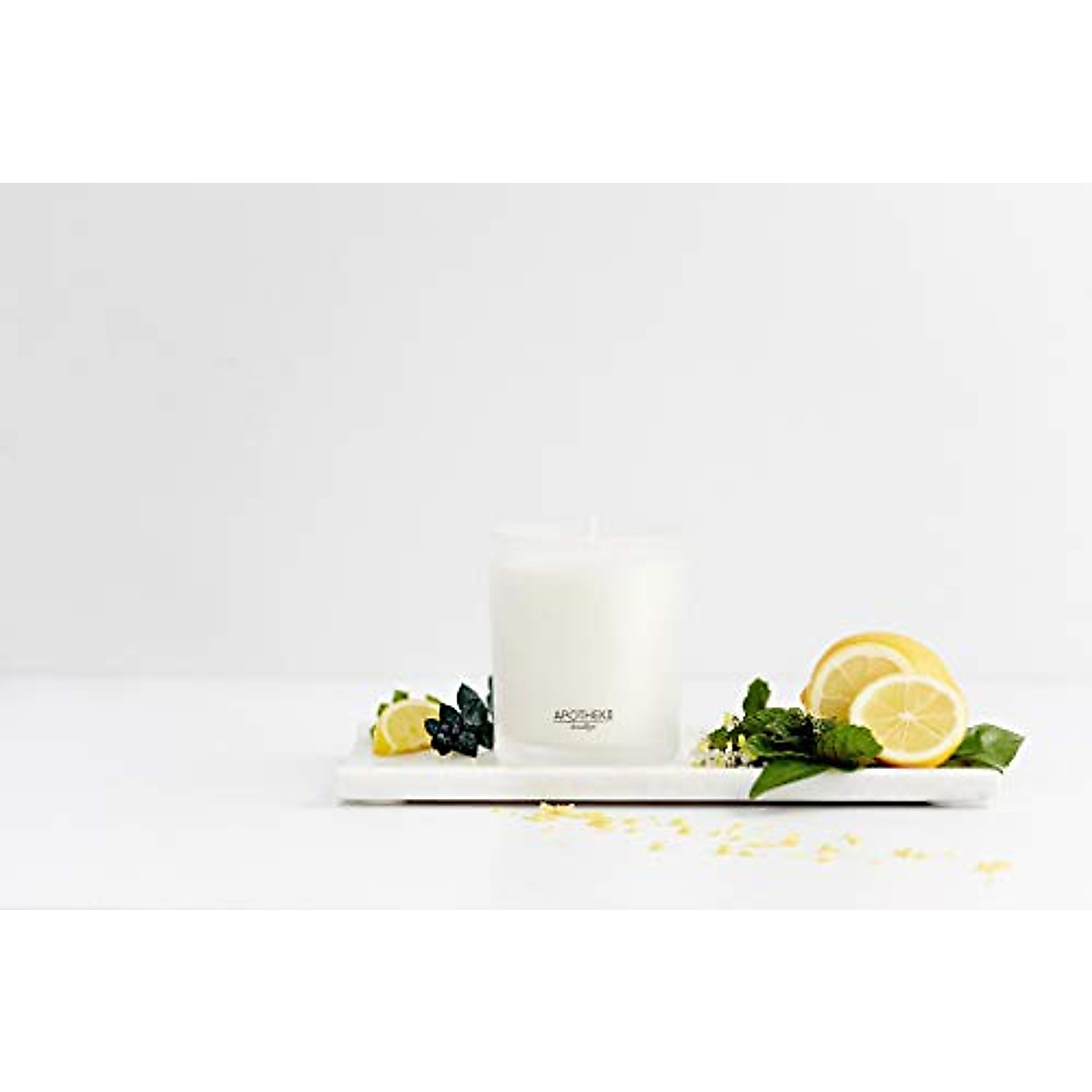 APOTHEKE Market Collection Luxury Scented Jar Candle, Meyer Lemon & Mint, 11 oz - Lemon, Spearmint, Jasmine & Eucalyptus Scent, Strong Fragrance, Aromatherapy, Lasting, Hand Poured in USA, Soy Wax