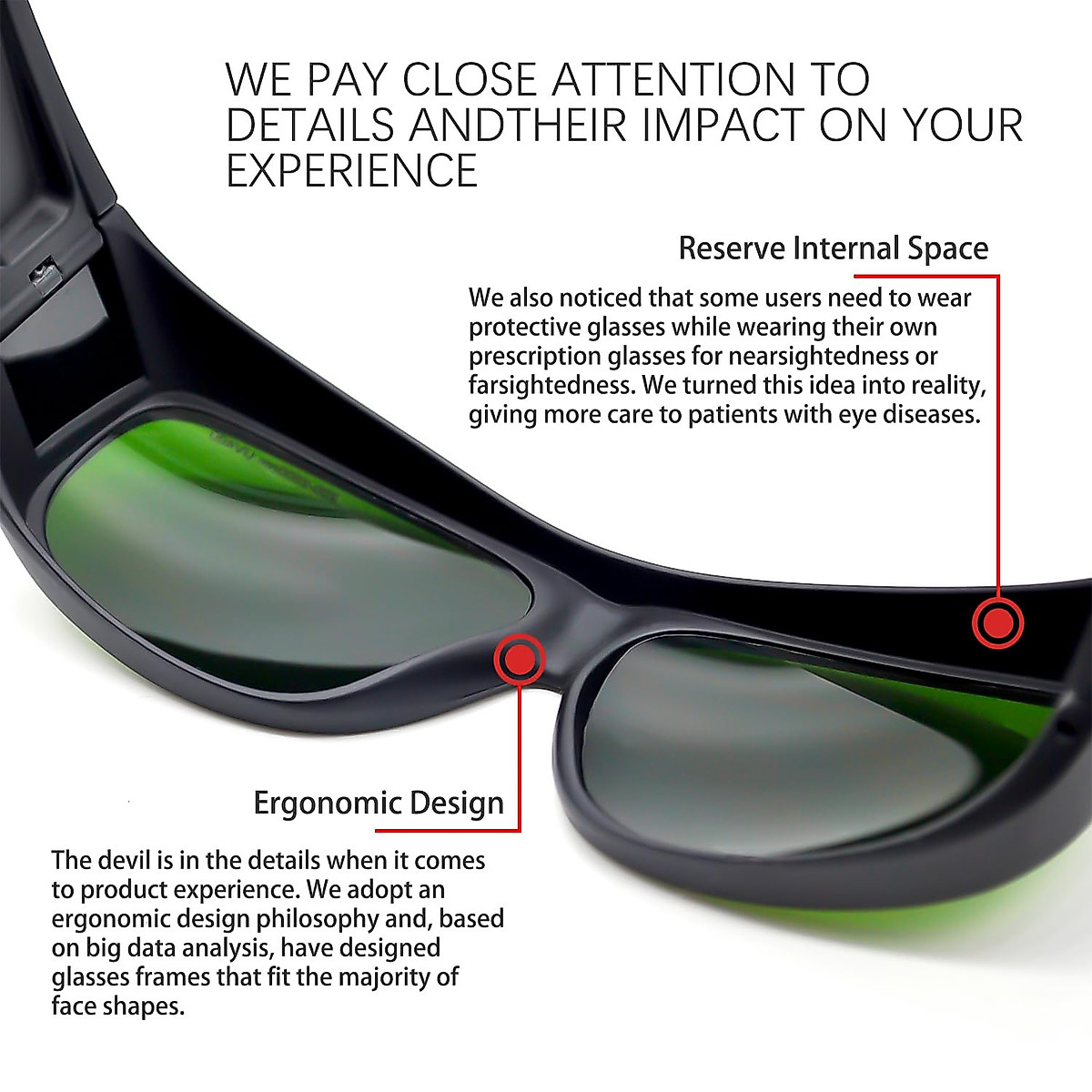 CARLANY IPL Safety Glasses, 200-2000nm Reliable Absorption Filtering Laser Eye Protection Goggles, Anti-fog, UV400 Protection, OD5+ for IPL Pulsed Light Hair Removal, Beauty therapy