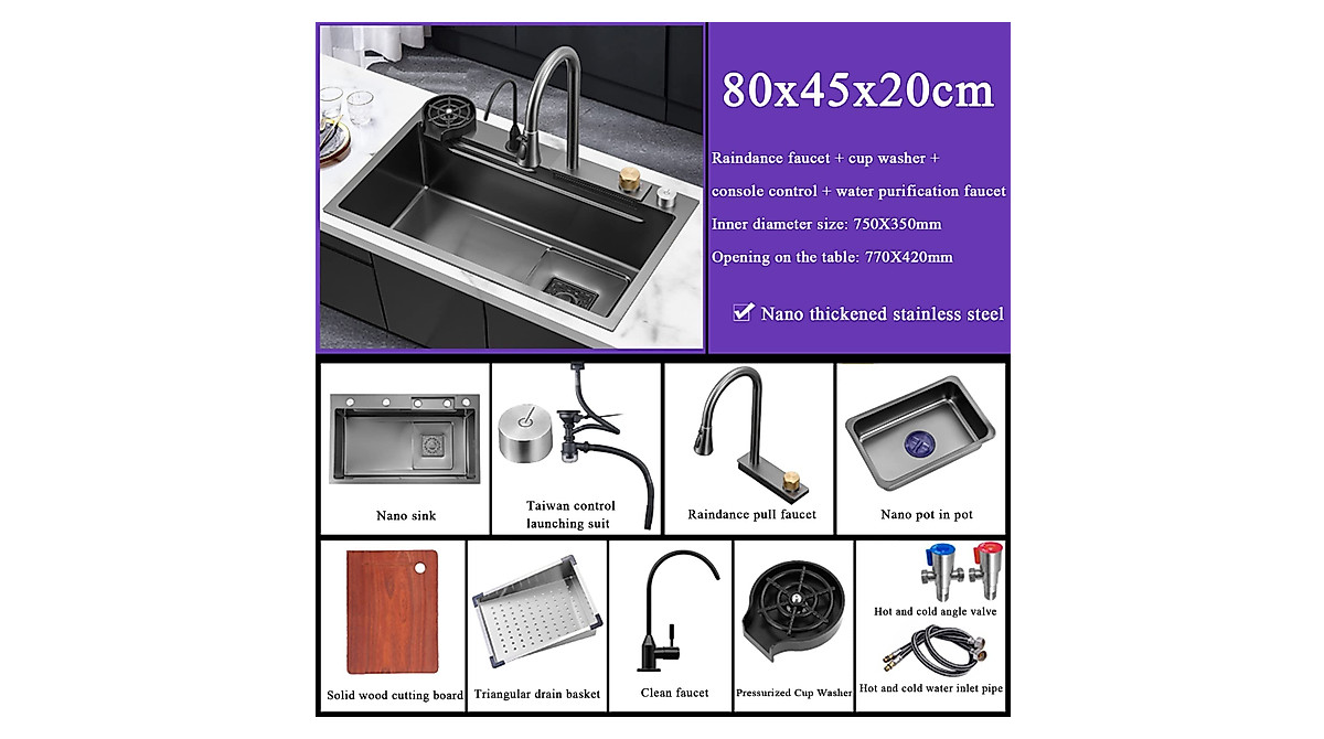 Premium Kitchen Sink with Pull-Out Faucet - Ozetix