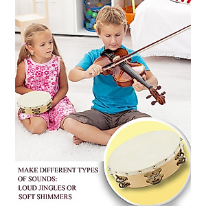Tambourine 8 inch Double Row Jingles - Handheld Tambourine for Church Kids Adults