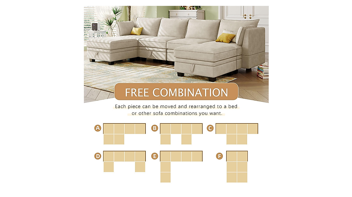 P PURLOVE U-Shape Modular Sectional Sofa – Modern Comfort