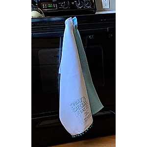 fillURbasket Cute Kitchen Towels Set Decorative Spring Dish Towels with Sayings Themed Inspirational Grateful Gray Teal Towels Kitchen Gift Set 16x28 100% Cotton