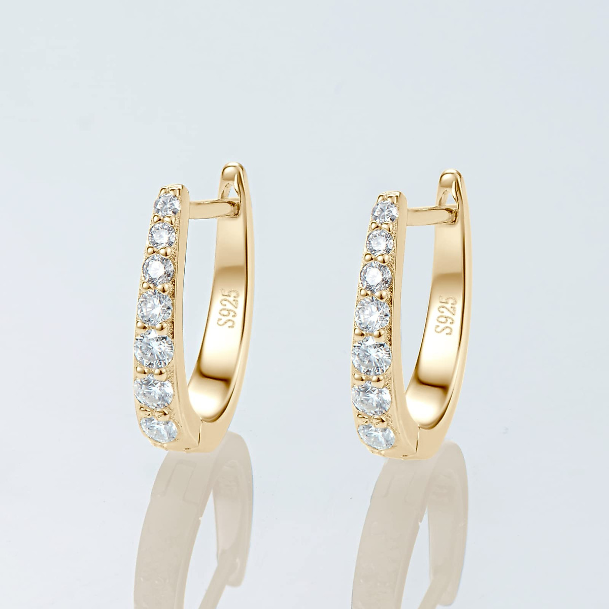 DYUNQ Moissanite Small Hoop Earrings for Women and men, 925 Sterling Silver with 18k White Gold Plating, Sparkling D Color VVS1 Clarity, Hypoallergenic Jewelry Box Packed (Yellow)