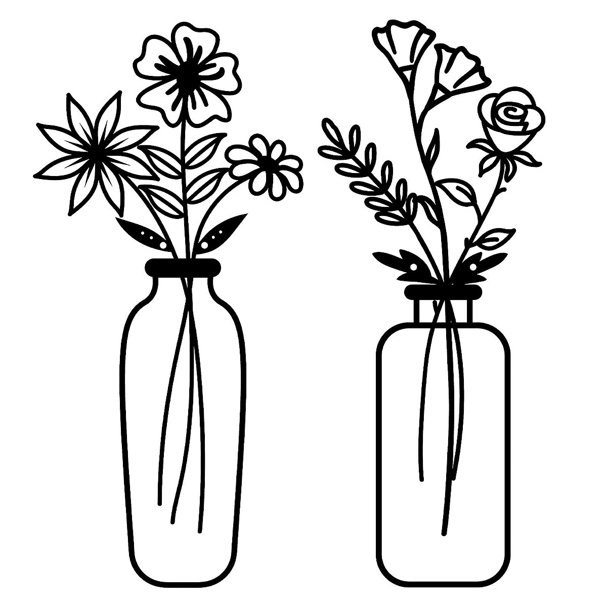 2 Pieces Vase Metal Wall Art Flower in Vase 13.8 x 7.9 Inch Kitchen Wall Decor Boho Metal Flower Wall Art Metal Flower Wall Decor Hanging Black Wall Art Sign Vase Metal Wall Sign for Home Garden