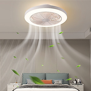 Orison Enclose Low Profile Ceiling Fan with Remote, 19.7" Smart Bladeless ,3 Colors Dimmable LED 6 Speeds 8 Blades for Adult Kids Living Room Bedroom