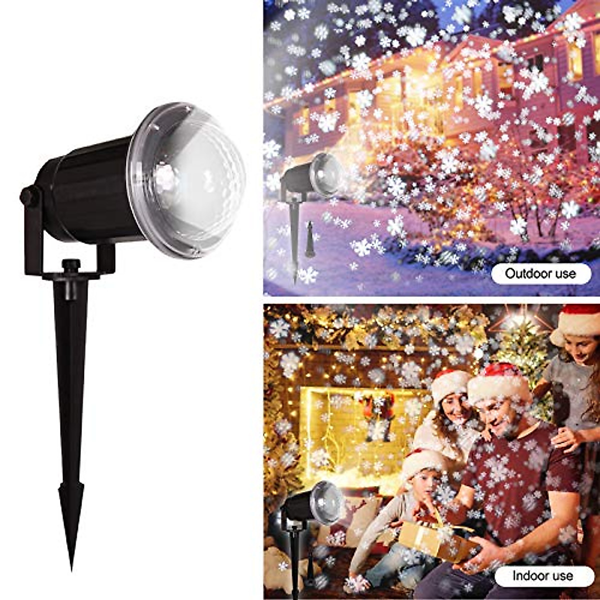 Christmas Snowflake Projector Lights Outdoor Indoor Snow Storm Waterproof LED Snowfall Projection Lamp for Christmas Theme Party Holiday Halloween Home Birthday Party Holiday Garden Decoration