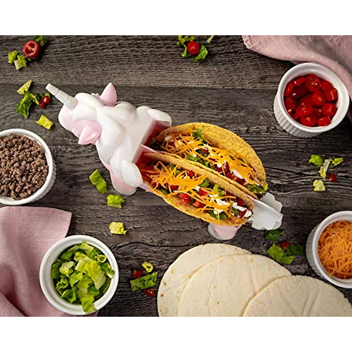 Unicorn Taco Holder Bundle with Blue Dinosaur Taco Holder for Kids