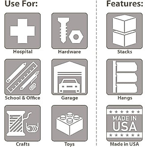 Akro-Mils 30240 AkroBins Plastic Hanging Stackable Storage Organizer Bin, 15-Inch x 8-Inch x 7-Inch, Clear, 12-Pack