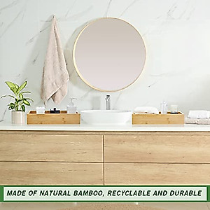 2 Pcs Bamboo Bathroom Tray Toilet Paper Storage Toilet Tank Tray Toilet Tissue Holder Organizer Box Basket with Silicone Slip Resistant at 4 Corners for Toilet Tank Bathroom Kitchen Counter