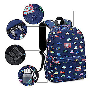CAMTOP Preschool Backpack for Kids Boys Toddler Backpack Kindergarten School Bookbags (Y0057 Car-Navy Blue)