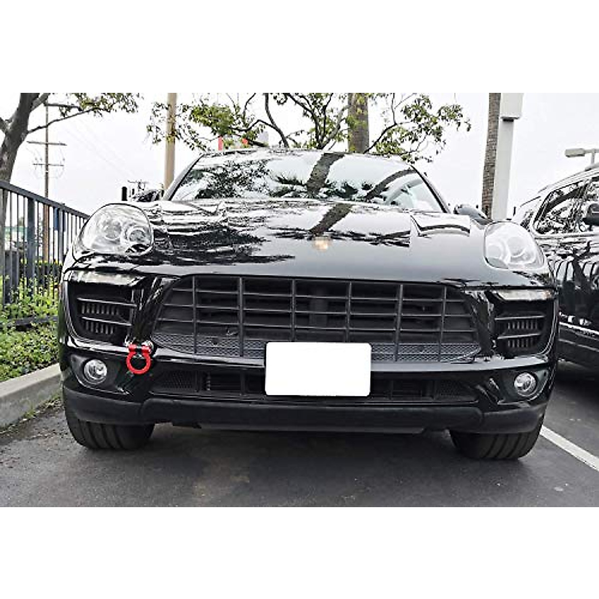 iJDMTOY Red Track Racing Style Front Bumper Tow Hook Ring Compatible With 2014-up Porsche Macan, 2015-2018 Audi Q3, 2016-up Audi Q7, Made of Light Weight CNC Aluminum