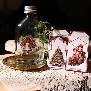 CATaireen Rub On Transfers Stickers 2 Sheets for Crafts Cloth Glass Acrylic Wood Furniture Small Vintage Junk Journal Supplies Scrapbooking Items Christmas Thanksgiving (Red Christmas)